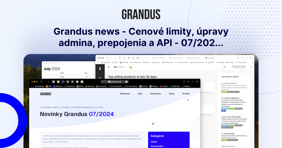 Grandus news - Cenové limity, úpravy admina, prepojenia a AP